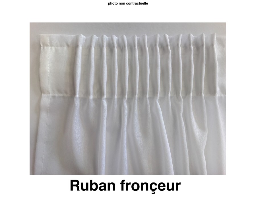 Voilage sur mesure blanc avec rayure gris aspect lin