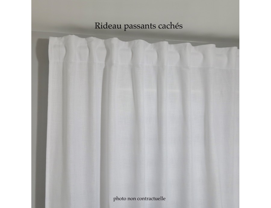 Voilage sur mesure blanc avec rayure gris aspect lin